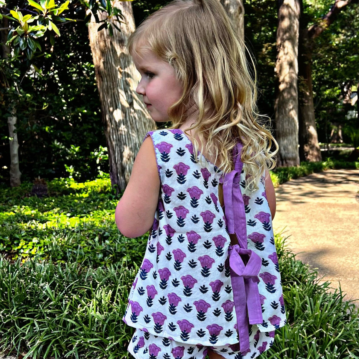 Kids Two-Piece Bloomers Set with Tie Backs | Sur La Vague